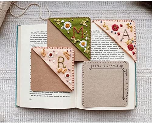 Personalized Hand Embroidered Corner Bookmark, 26 Letters Cute Flower Embroidered Corner Bookmark Embroidery Book Marker Clip for Book Lovers Bookmarks for Reading Lovers Meaningful Gift (Summer, M)