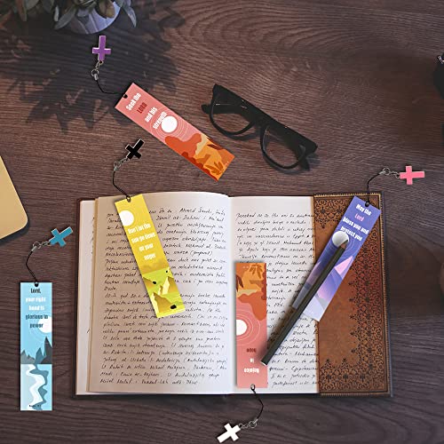 20 Styles Bible Verses Bookmarks with Cross Pendants Christian Inspirational Book Marker Religious Gifts for Women Man Church Supplies Giveaways for Reading Present Party Favors