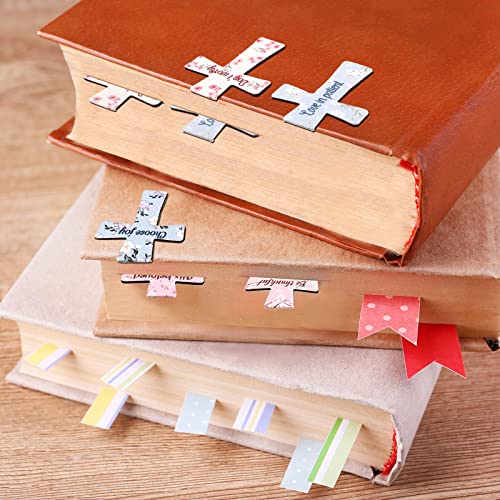 48 Pcs Magnetic Bookmarks Religious Floral Marble Christian Cross Bookmark for Women Bible Magnetic Page Clips Cute Flower Religious Scripture Bible Verse Marks for Student Office Book (Floral Style)