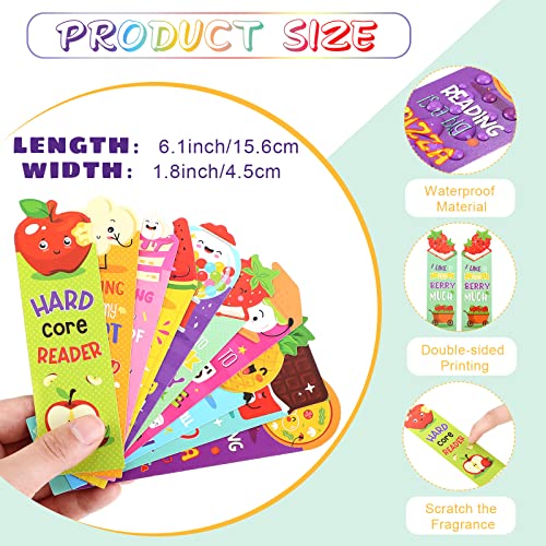 Gueevin 60 Pcs Scented Pencils and Scented Bookmarks for Kids Bulk Set Fun Pencils Cool Fruit Food Theme Scratch and Sniff Bookmarks for Students Girls Boys School Classroom Reward Birthday Supplies