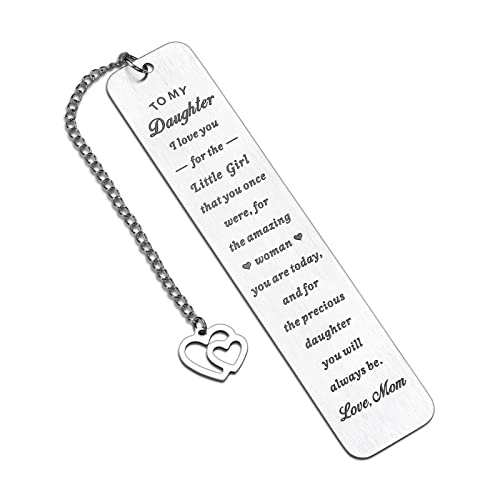 Daughter Gifts Bookmark from Mom Stepmom Christmas Birthday Valentines Day Graduation Mothers Day Gifts for Women Daughter Girl Inspirational Bookmark 8th Grade Teenage Girls Back to School Gifts