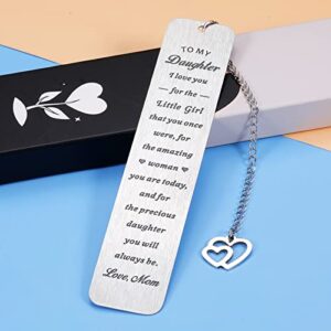 Daughter Gifts Bookmark from Mom Stepmom Christmas Birthday Valentines Day Graduation Mothers Day Gifts for Women Daughter Girl Inspirational Bookmark 8th Grade Teenage Girls Back to School Gifts