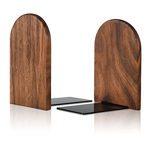 Book End Wood BookEnds Heavy Duty Book Stand (Walnut Wooden)