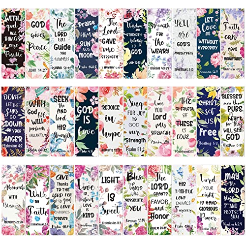 30 Pieces Bible Verses Magnetic Bookmarks with Full Scripture Flower Page Clips Presents for Women Christian Magnetic Book Markers Religious Christmas Gifts Students Teachers Book Lovers