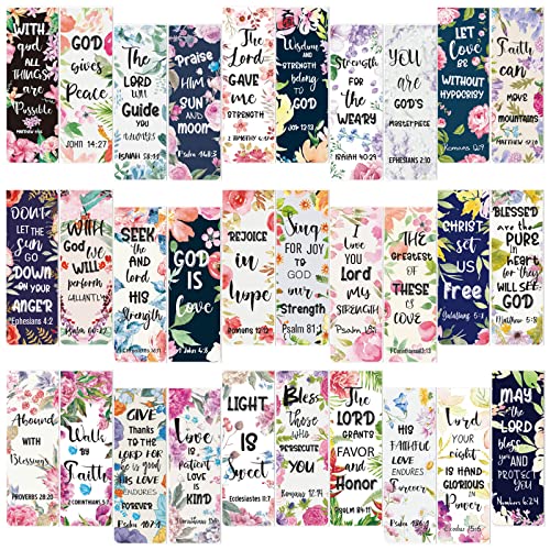 30 Pieces Bible Verses Magnetic Bookmarks with Full Scripture Flower Page Clips Presents for Women Christian Magnetic Book Markers Religious Christmas Gifts Students Teachers Book Lovers