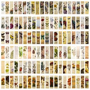 120pcs vintage natural style bookmarks,retro botanical flower butterfly mushroom paper bookmarks page markers for book lovers students teachers