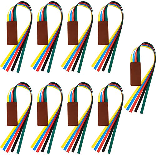 Ribbon Bookmark Ribbon Markers Artificial Leather Bookmark with Colorful Ribbons for Books (9 Pieces)