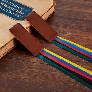 Ribbon Bookmark Ribbon Markers Artificial Leather Bookmark with Colorful Ribbons for Books (9 Pieces)