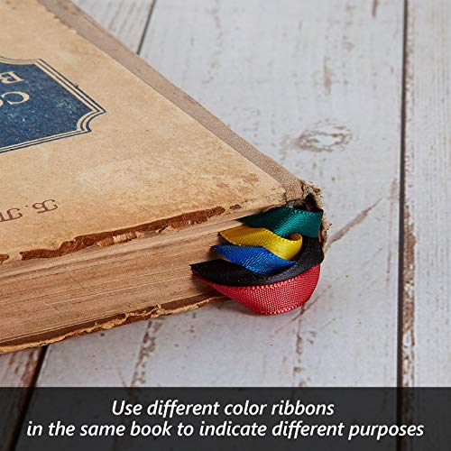 Ribbon Bookmark Ribbon Markers Artificial Leather Bookmark with Colorful Ribbons for Books (9 Pieces)