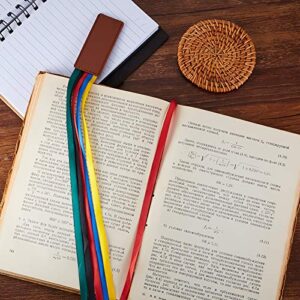 Ribbon Bookmark Ribbon Markers Artificial Leather Bookmark with Colorful Ribbons for Books (9 Pieces)