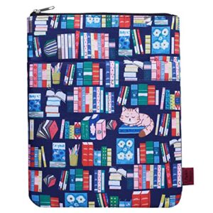 cute bookshelf book sleeve, book sleeves with zipper, book protector book covers for paperbacks, 11 x 8.5 inch, bibliophile gifts