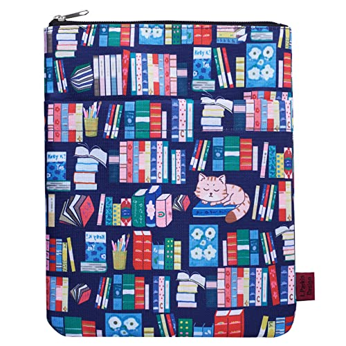 Cute Bookshelf Book Sleeve, Book Sleeves with Zipper, Book Protector Book Covers for Paperbacks, 11 X 8.5 Inch, Bibliophile Gifts