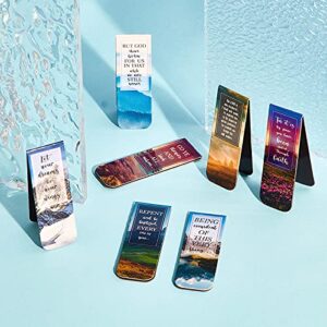 Magnetic Christian Bookmarks Bible Verse Bookmarks 12 Pieces Bible Verse Bookmarks Cards for Women Scripture Bookmarks Magnetic Bible Verse Markers Inspirational Quotes Bookmarks Book Markers for Men