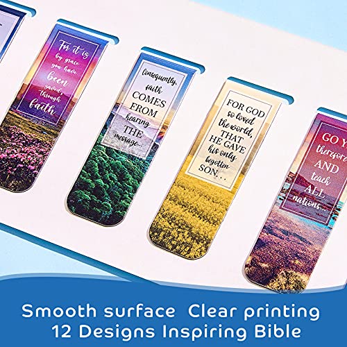 Magnetic Christian Bookmarks Bible Verse Bookmarks 12 Pieces Bible Verse Bookmarks Cards for Women Scripture Bookmarks Magnetic Bible Verse Markers Inspirational Quotes Bookmarks Book Markers for Men