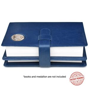 Double AA Big Book Cover & 12 Steps & 12 Traditions | Medallion Holder | by Galileo | Perfect Gift | Alcoholics Anonymous (Plain/Coin Pocket/Navy Blue)