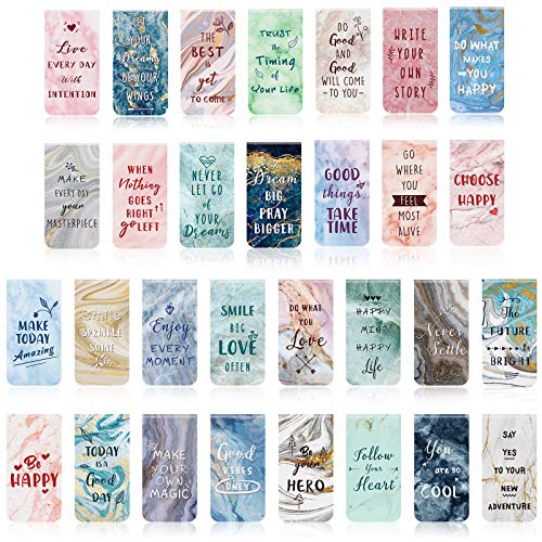 30 Pieces Inspirational Magnetic Bookmarks Marble Magnetic Bookmarks Page Clips Bookmarks for Students Teachers School Home Office Supplies, 30 Styles