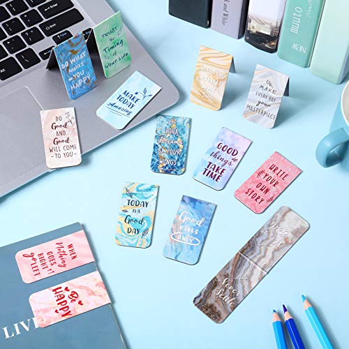 30 Pieces Inspirational Magnetic Bookmarks Marble Magnetic Bookmarks Page Clips Bookmarks for Students Teachers School Home Office Supplies, 30 Styles