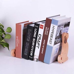 Book Ends - Decorative Puppy Dog Wooden Bookends for Kids, Book Ends for Shelves Office, 1 Pair Style 01