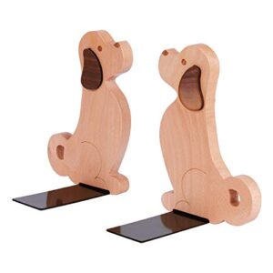 Book Ends - Decorative Puppy Dog Wooden Bookends for Kids, Book Ends for Shelves Office, 1 Pair Style 01