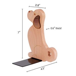 Book Ends - Decorative Puppy Dog Wooden Bookends for Kids, Book Ends for Shelves Office, 1 Pair Style 01