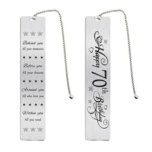 jzxwan happy 70th birthday gifts for women men, 70 year old birthday bookmark gift for male female, 70 birthday decorations