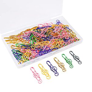 jhgcvx 150 pieces music paper clips 6 colors, metal paper clips musical notes clips music office accessories for desk bookmark office school notebook