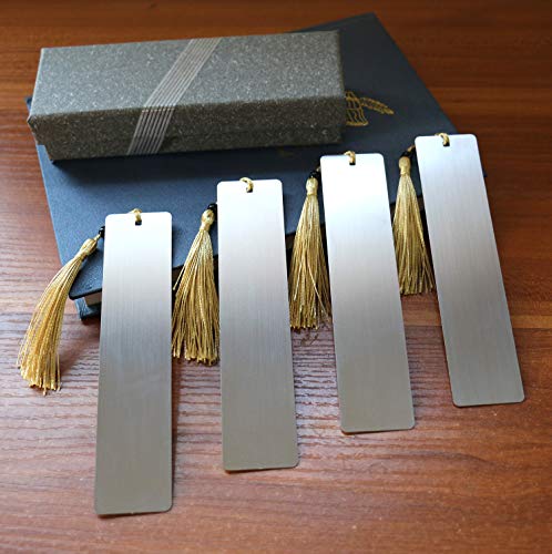 Tueascallk 4 Pcs Freely Createable Silver Metal Tassel Bookmarks - As The Best Gift