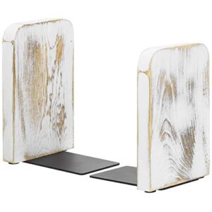 mygift vintage whitewashed wood office desktop bookends, 1 pair