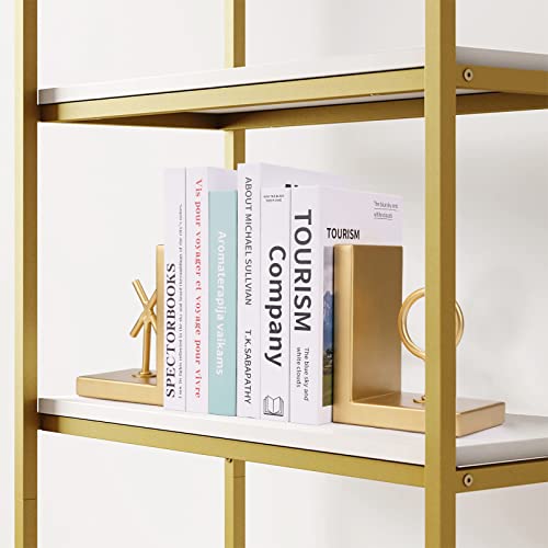 Book Ends Gold Bookends Heavy Duty Decorative Bookends to Holders Books Unique Modern Book end Metal Book Stoppers for Shelves/Office Decor/Home,Book Holders Nonskid (Gold)