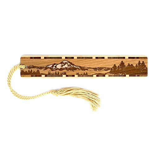 Mountain Wilderness Nature Scene Engraved Handmade Wooden Bookmark - Also Available with Personalization - Made in USA