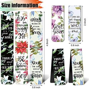 36 Pieces Magnetic Bible Verse Bookmarks Inspirational Scripture Book Markers Encouraging Flower Page Clips Presents for Women Kids Students Teachers School Home Office Supplies