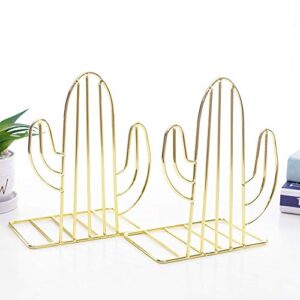 Agirlgle Bookends Metal Book Ends Heavy Duty Modern Decorative Cactus Bookend Bookshelf Decor for Home Bedroom Library Office School Book Display Desktop Organizer Decorative for Adults & Kids Gift