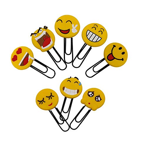 Cute Smiley Bookmarks, Funny Paperclip Bookmark, Novelty Emoticon Book Marker for Kids, Girls, Boys, School Student (Random 10PCS)