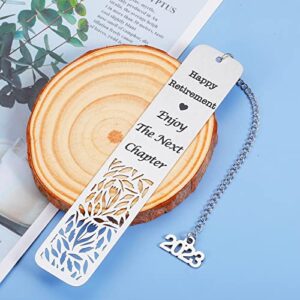 2023 Retirement Gifts for Women Men Bookmark for Book Lovers with Chain Happy Retirement Appreciation Gift for Coworker Nurses Doctors Dad Mom Teacher Boss Employee Leaving Going Away Gift for Friend