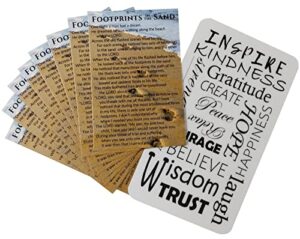 footprints in the sand cards – 25 mini footprints poem bookmark card set for bible, pocket size motivational prayer card| inspirational footprint christian cardstock wallet prayer card set | 26 items