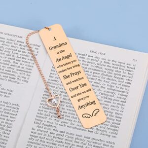 Bookmarks Gifts for Grandma from Grandson Granddaughter Grandchildren Valentine's Day Birthday Mother's Day Anniversary Christmas Stocking Stuffers Gifts for Grandmother Rose Gold Book Mark for Women