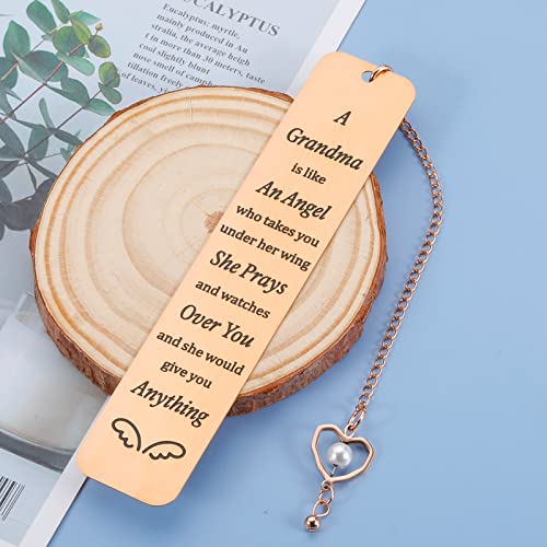 Bookmarks Gifts for Grandma from Grandson Granddaughter Grandchildren Valentine's Day Birthday Mother's Day Anniversary Christmas Stocking Stuffers Gifts for Grandmother Rose Gold Book Mark for Women