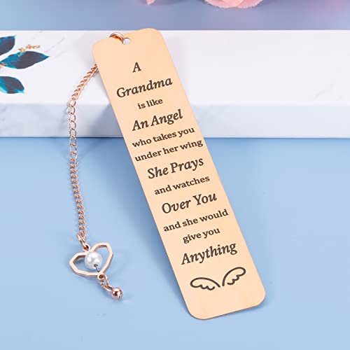 Bookmarks Gifts for Grandma from Grandson Granddaughter Grandchildren Valentine's Day Birthday Mother's Day Anniversary Christmas Stocking Stuffers Gifts for Grandmother Rose Gold Book Mark for Women