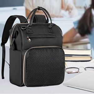 Fasrom Teacher Bag Backpack for Work Women with 14 Inches Laptop Compartment and Pockets for Teacher Supplies (Empty Bag Only, Patent Design), Black