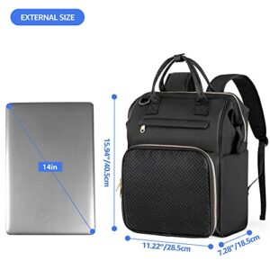 Fasrom Teacher Bag Backpack for Work Women with 14 Inches Laptop Compartment and Pockets for Teacher Supplies (Empty Bag Only, Patent Design), Black