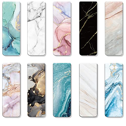 WAVEYU Magnetic Bookmarks for Women Men Magnet Page Markers Assorted Book Markers for Book Lovers Students Teachers Adults Kids for School Home Office Reading Stationery,10 Marble Designs