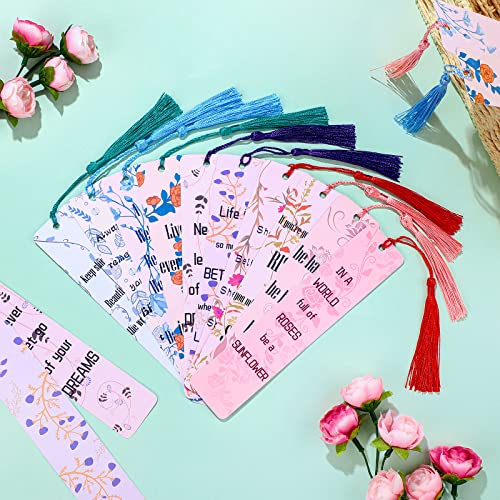 20 Pieces Inspirational Bookmarks for Women, Inspirational Bookmarks with Tassels, Motivational Book Marks Brave Bookmarks for Women Book Lovers Teens Girls Kids Teachers Females Birthday Gift