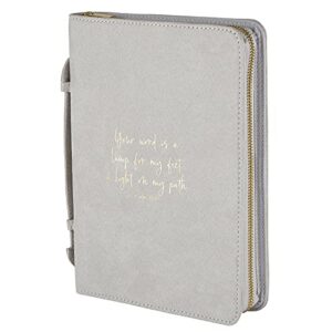 Creative Brands Faithworks-Simply Faith Collection Suede Bible Cover, 7 x 10-Inch, Grey-Psalm 119:105