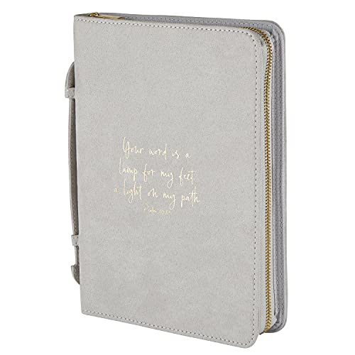 Creative Brands Faithworks-Simply Faith Collection Suede Bible Cover, 7 x 10-Inch, Grey-Psalm 119:105