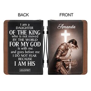 Jesuspirit Personalized Leather Bible Covers with Zipper - Christian Gift with Inspirational Scripture - Spiritual Bible Carrying Case Church Ladies - Custom Religious Faith Gifts for Women of God