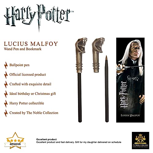 The Noble Collection Harry Potter Lucius Malfoy Wand Pen and Bookmark