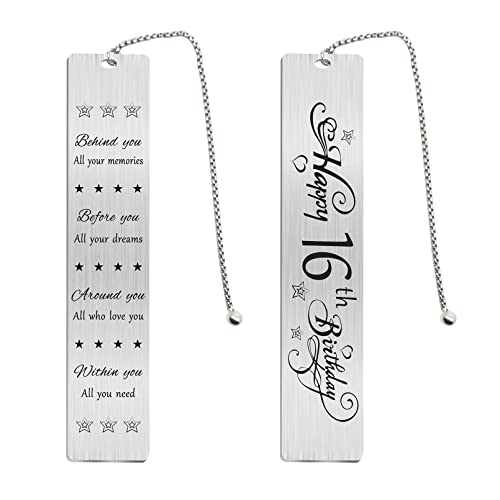 Jzxwan Happy 16th Birthday Gifts for Teen Girls Boys, Sweet 16 Year Old Birthday Bookmark Gift for Women Men, 16 Birthday Decorations for Boys