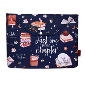 just one more chapter book sleeve, book protector with zipper with padded, book covers for paperback, 11 x 9 inch, book sleeve for book lovers