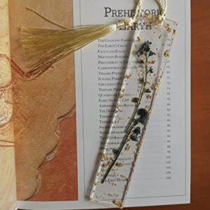 5.5x1 inch Flower Handmade Bookmark Resin Floral with Dried Flowers… (Forget-me-nots)