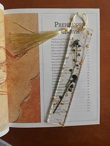 5.5x1 inch Flower Handmade Bookmark Resin Floral with Dried Flowers… (Forget-me-nots)